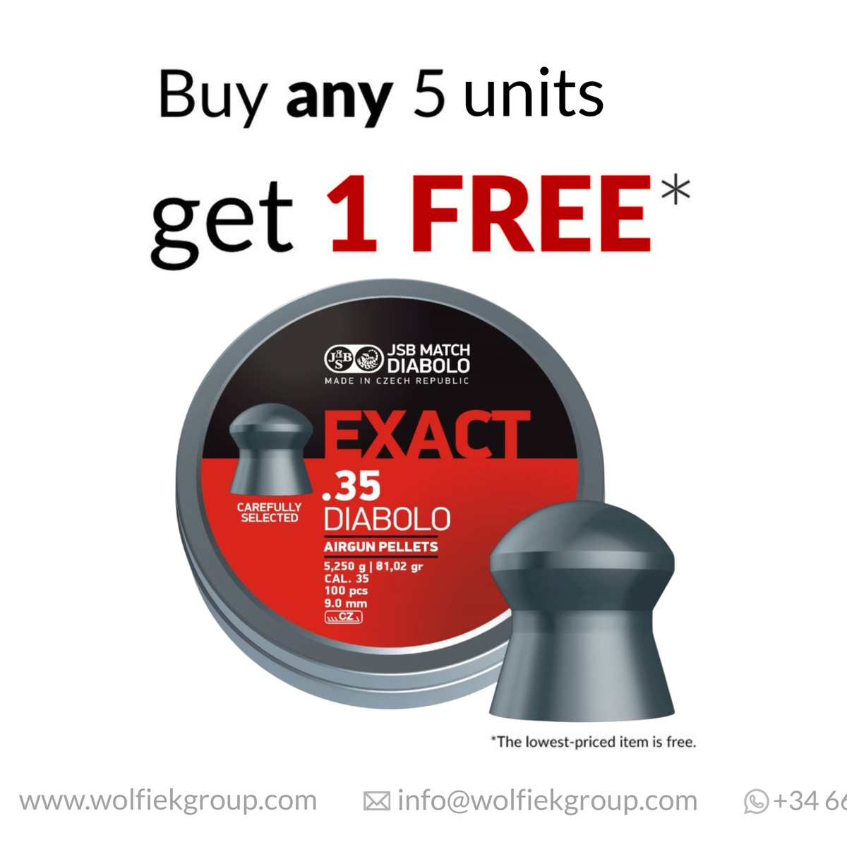 JSB Exact Airgun Pellets - Cal .35 (9mm) | 5.25g (81.02gr) – AEA Airguns Shop