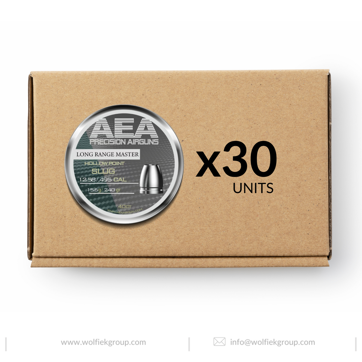 AEA Master Box Long Range Master Hollow Point Slugs - Cal .495 (12.58m – AEA Airguns Shop