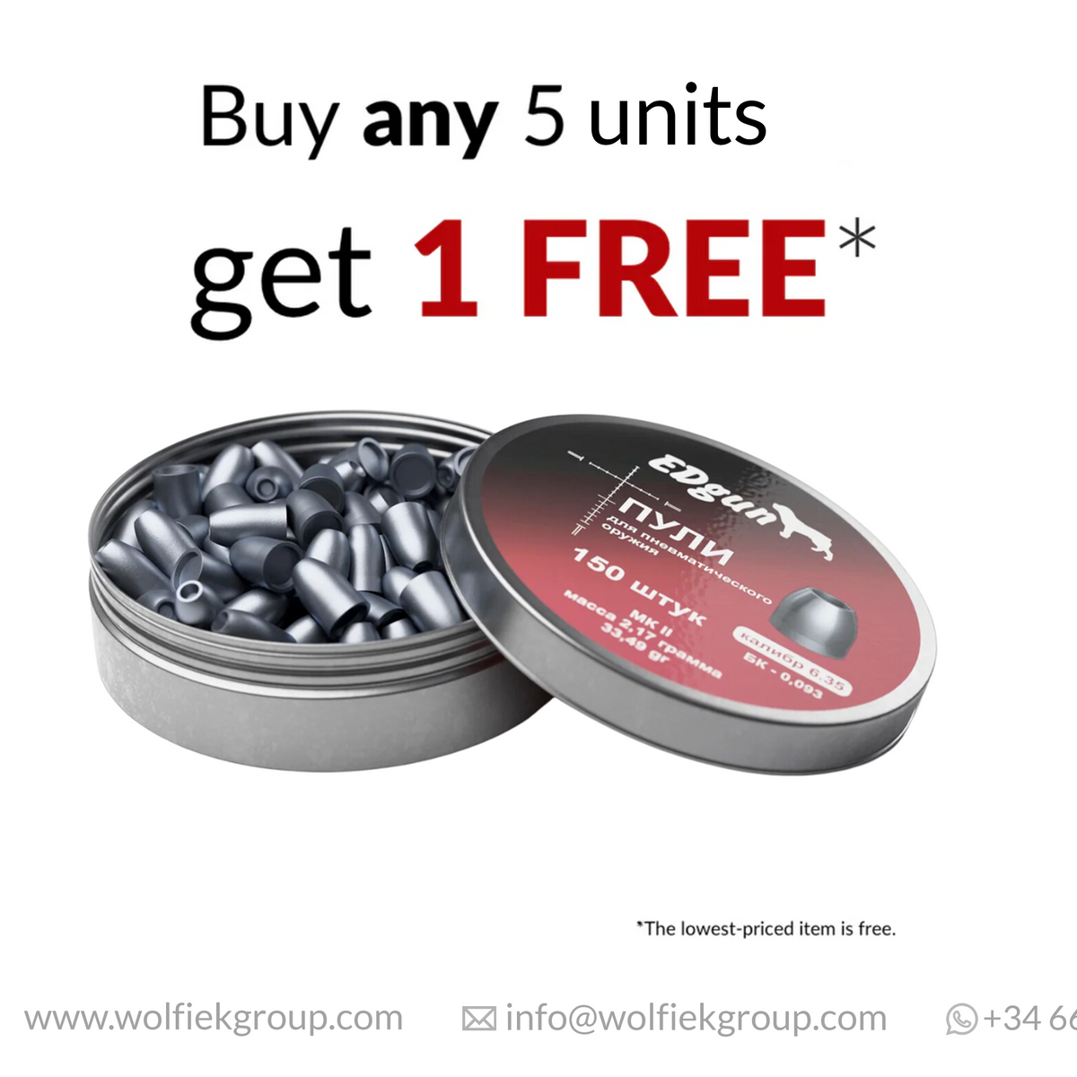 EDgun KnockOut Airgun Slugs MKII - Cal .250 (6.35mm) | 2.17g (33.49gr ...