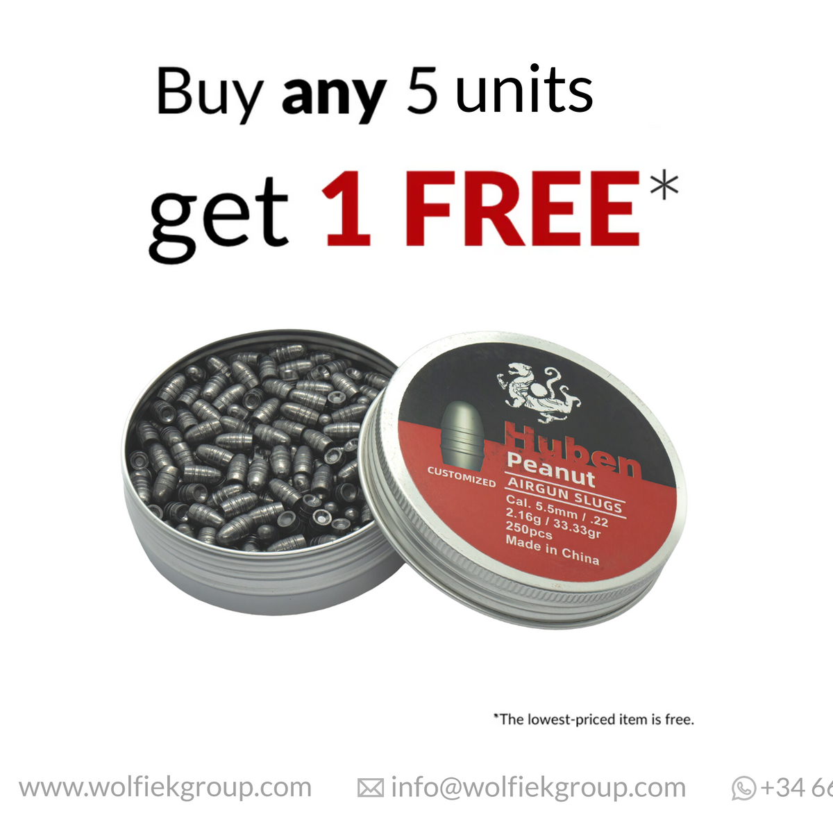 Huben Peanut Airgun Slugs Cal .22 (5.5mm) | 2.16g (33.33gr) – AEA ...