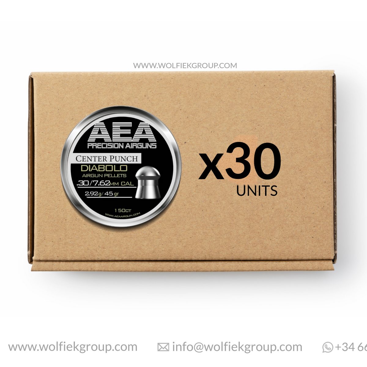 AEA Master Box Center Punch Diabolo Pellets - Cal .30 (7.62mm) | 2.92g – AEA Airguns Shop